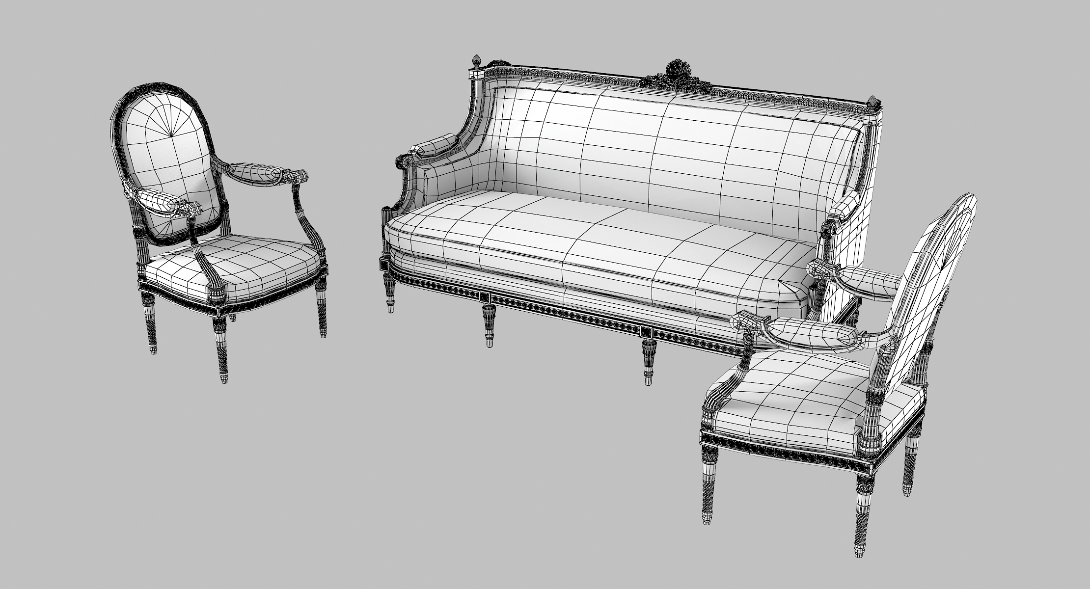 3d model victorian furniture set
