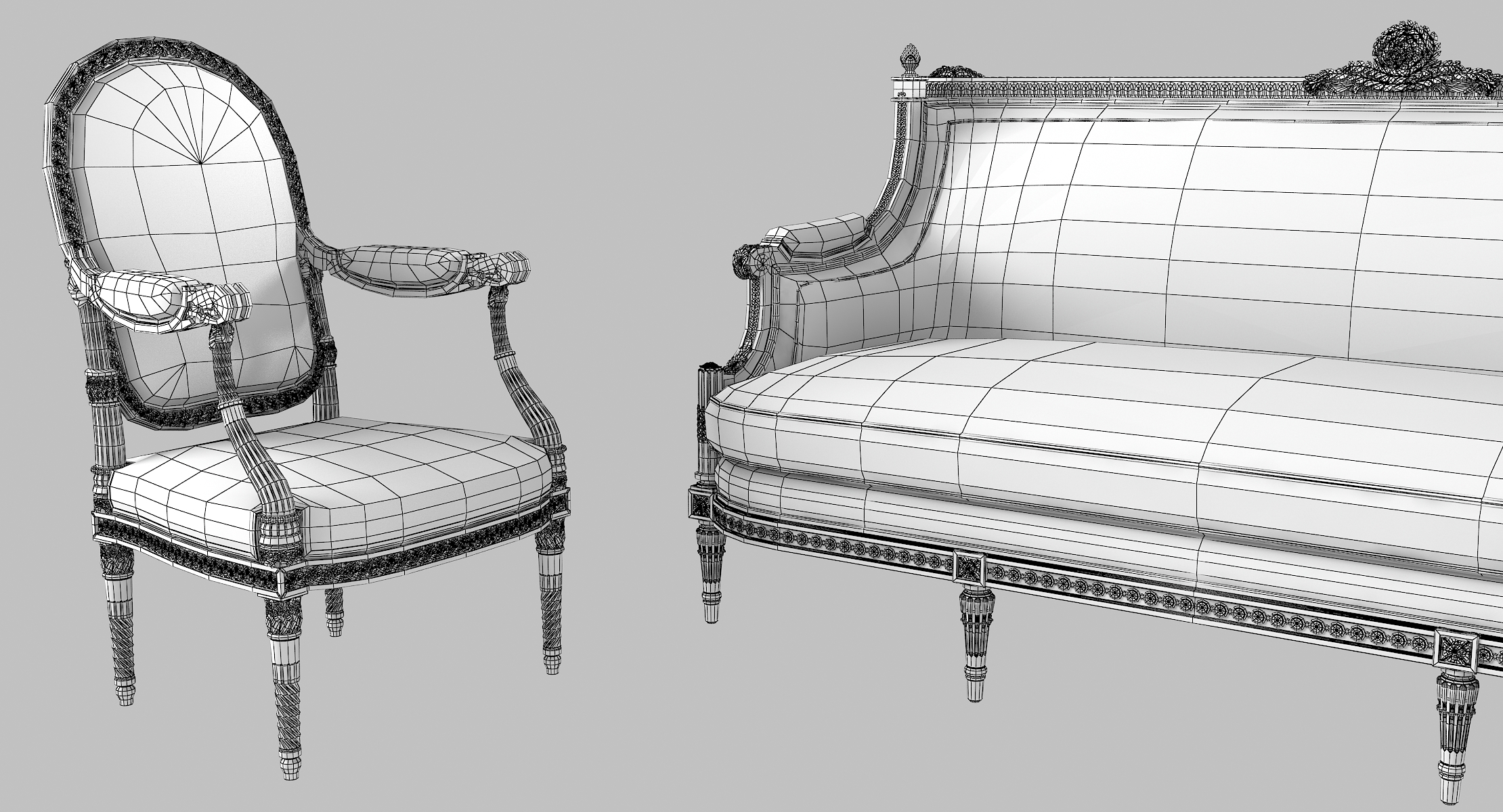 3d model victorian furniture set