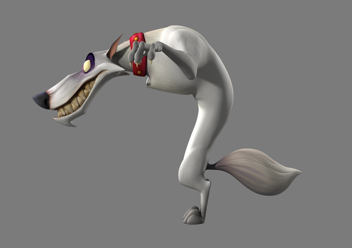 3d wolf cartoon toon model