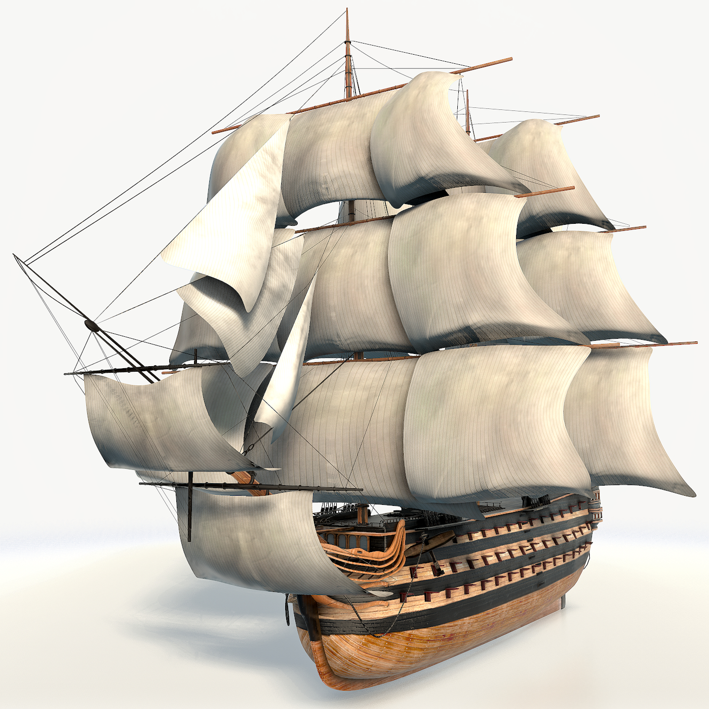 simple ship line 3d model