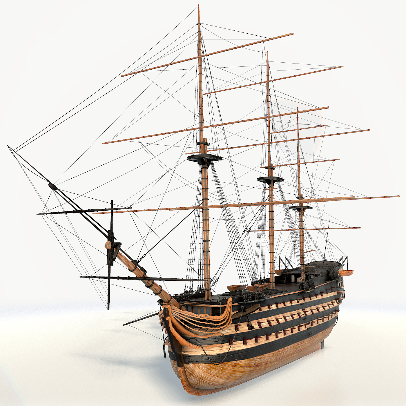simple ship line 3d model
