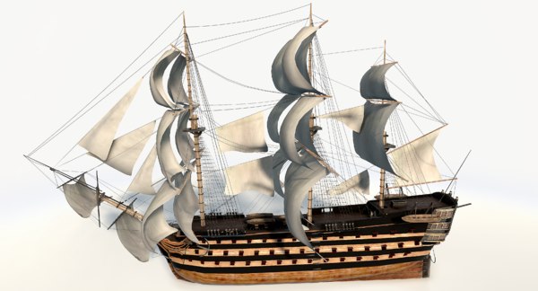 simple ship line 3d model