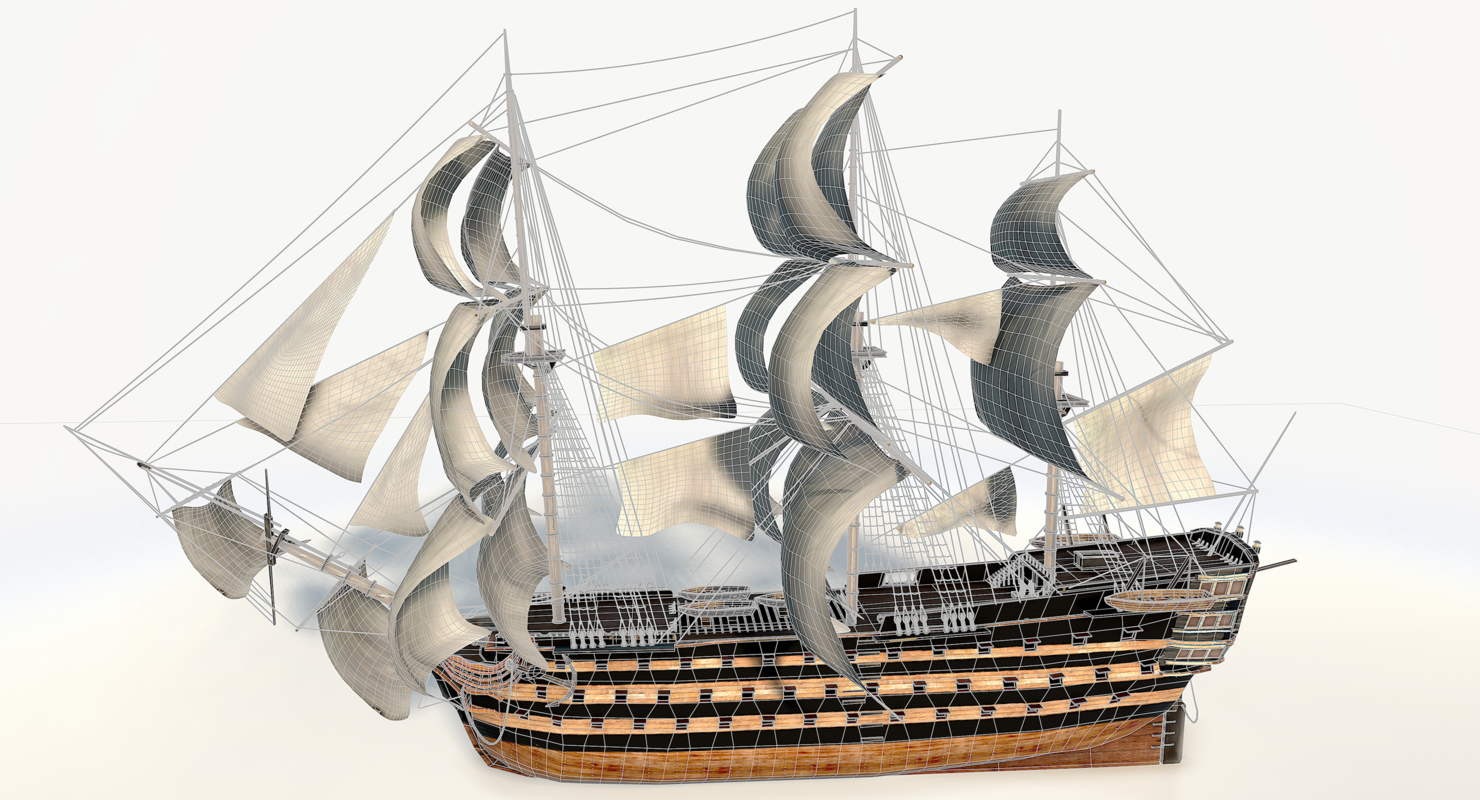 simple ship line 3d model