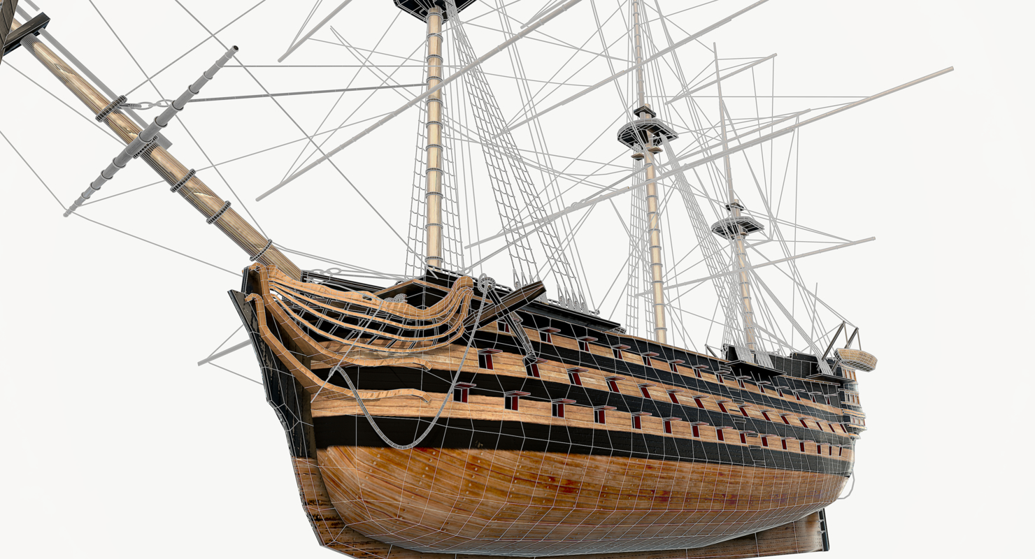 simple ship line 3d model