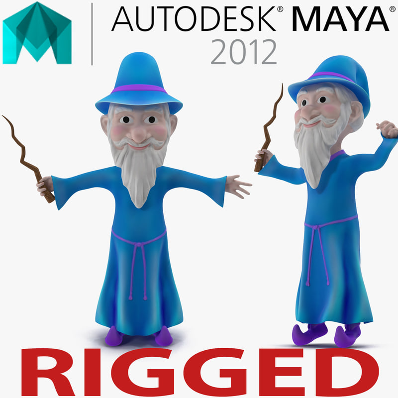 3d model of cartoon wizard rigged