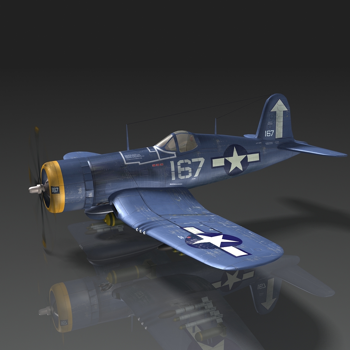 Amerykański samolot myśliwski F4U Corsair Model 3D - TurboSquid 1100479