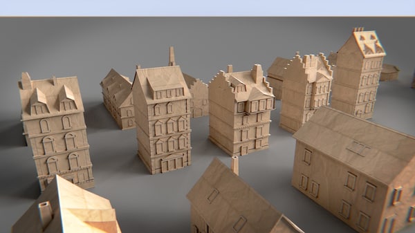 paper buildings kit cityscapes 3d obj