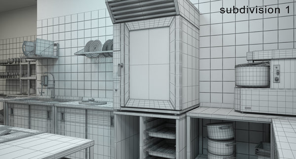 3d commercial kitchen model