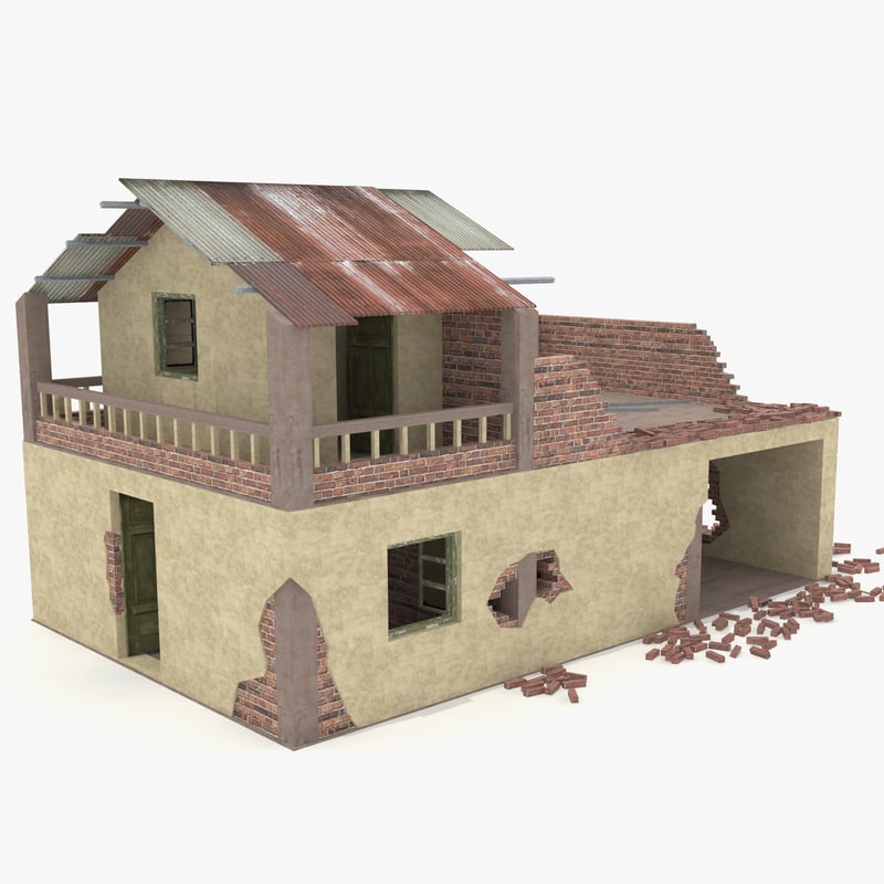 3d model destroyed house