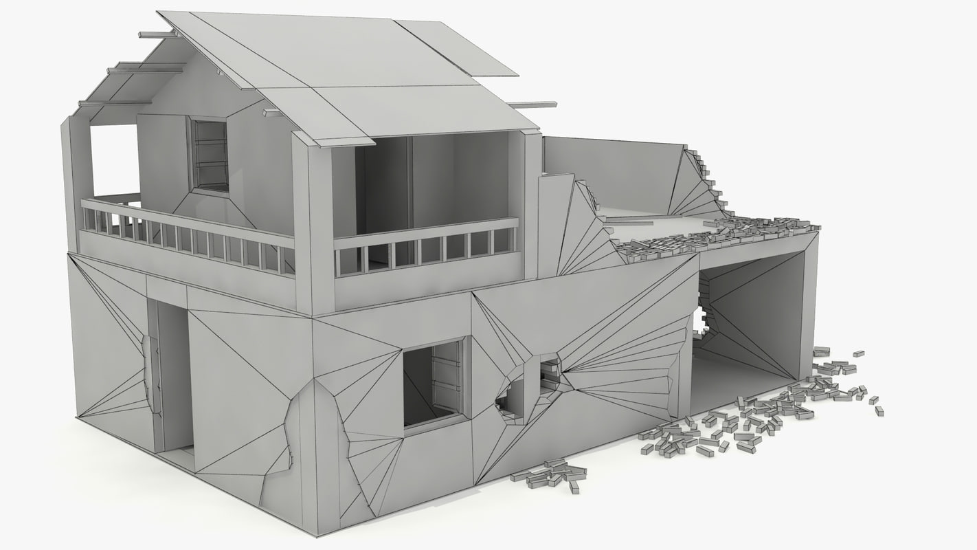 3d model destroyed house