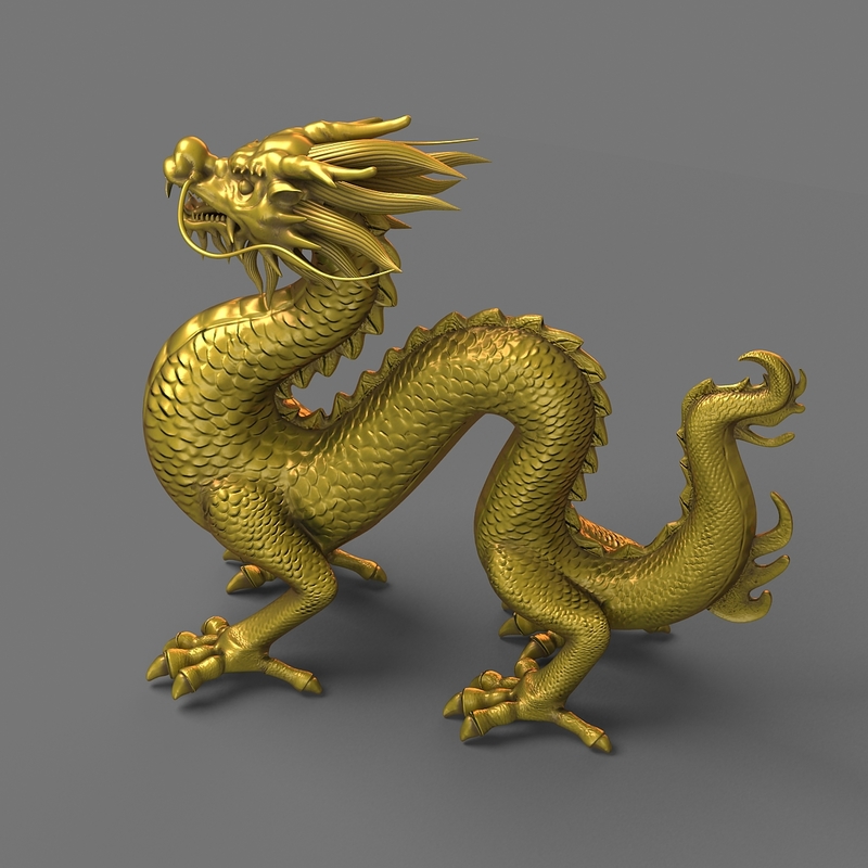 ancient dragon statue 3d obj
