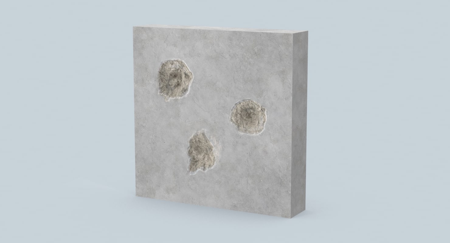 max impacts bullet holes concrete