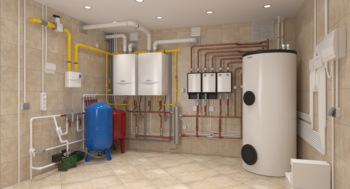 3d boiler house interior