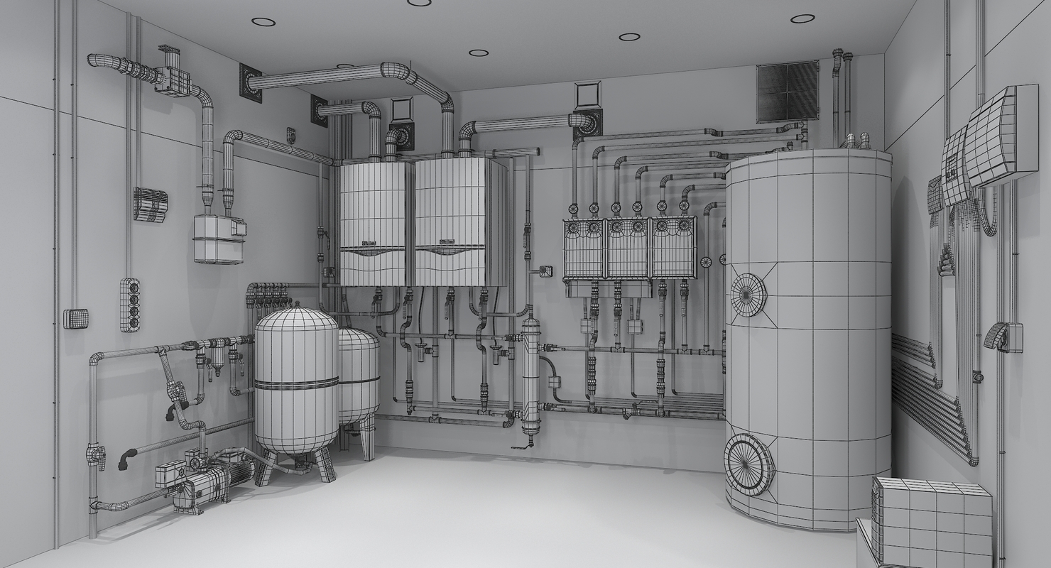 3d boiler house interior
