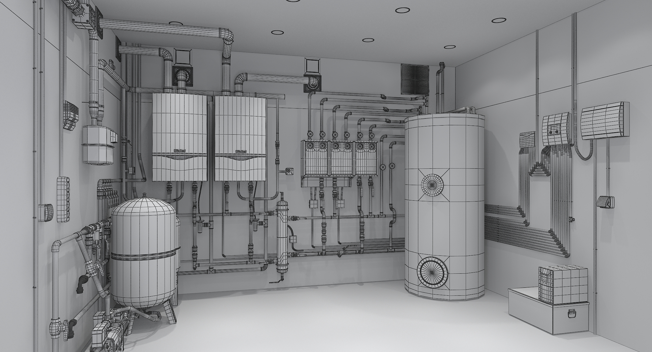 3d boiler house interior