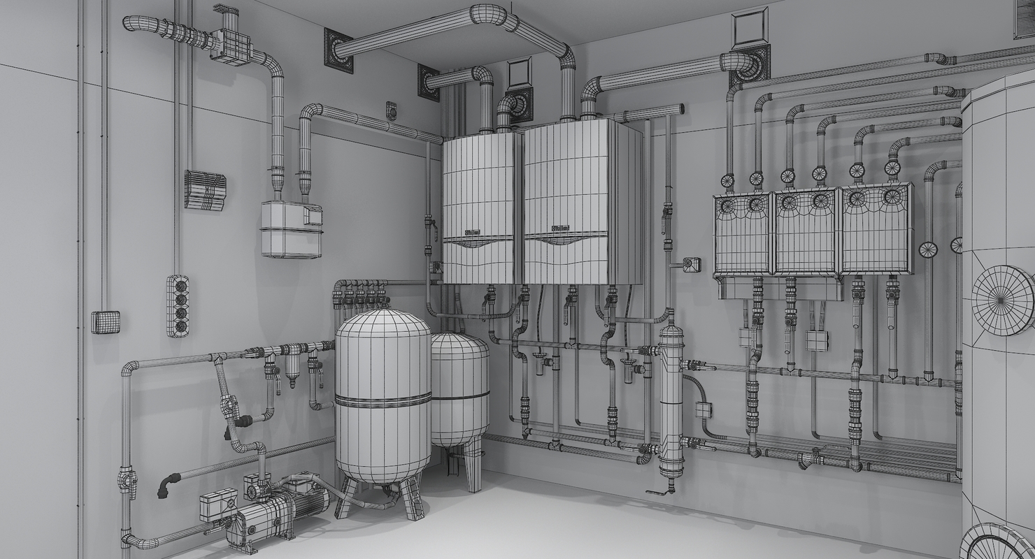 3d boiler house interior
