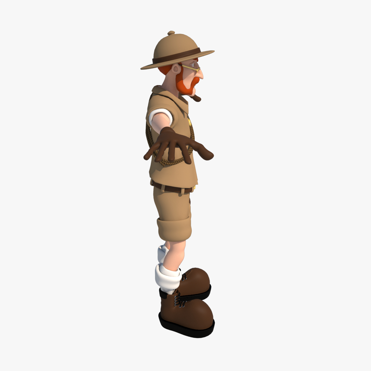 cartoon explorer character rigged 3d model