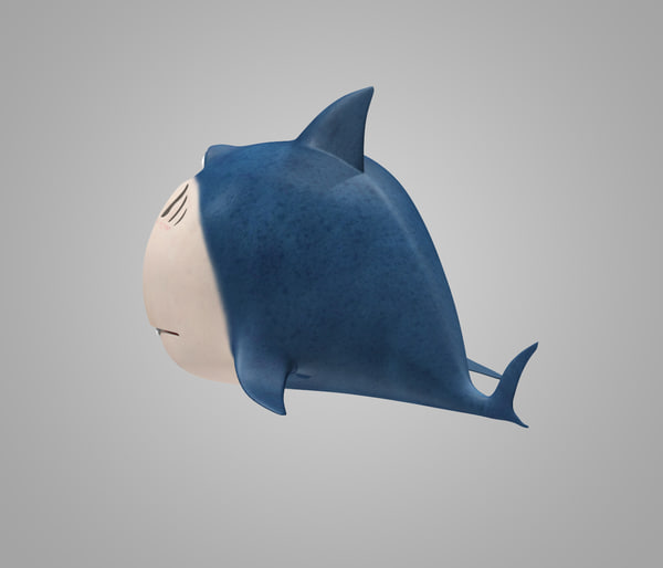 cartoon shark rigged obj