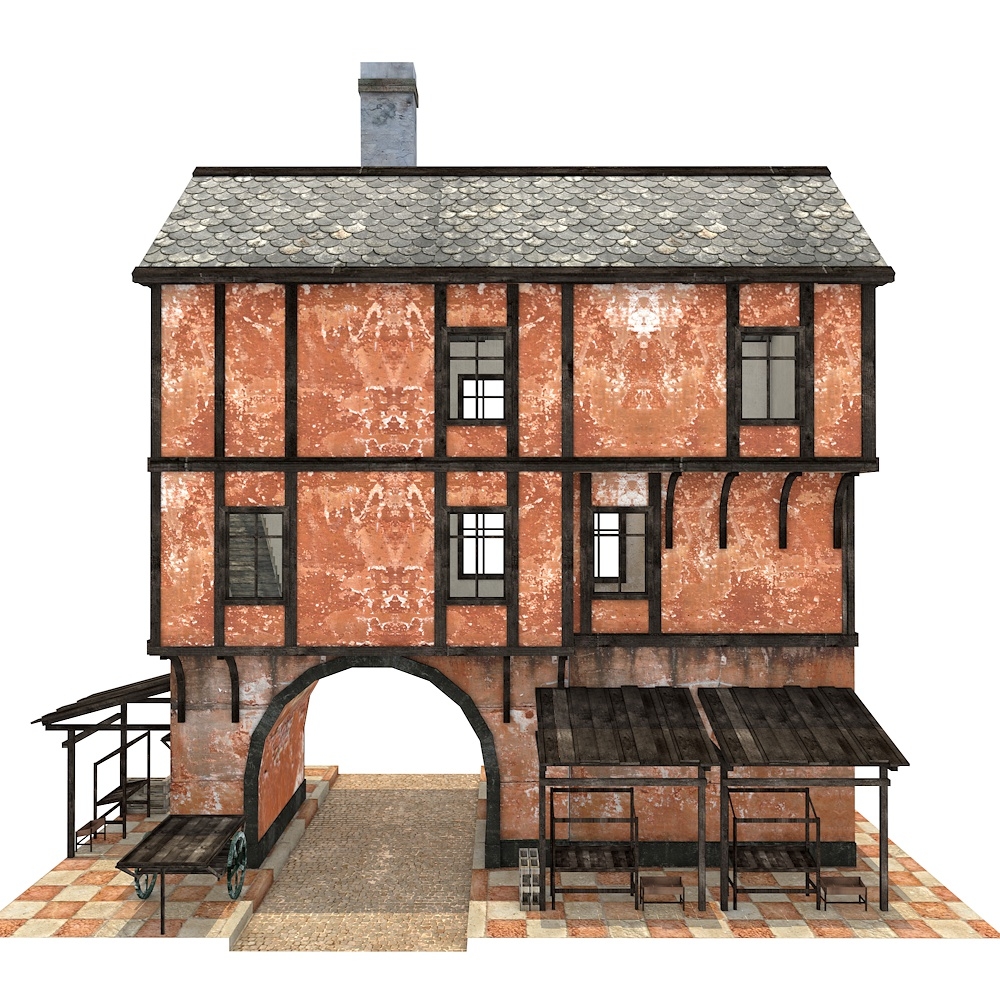 medieval gate house fbx