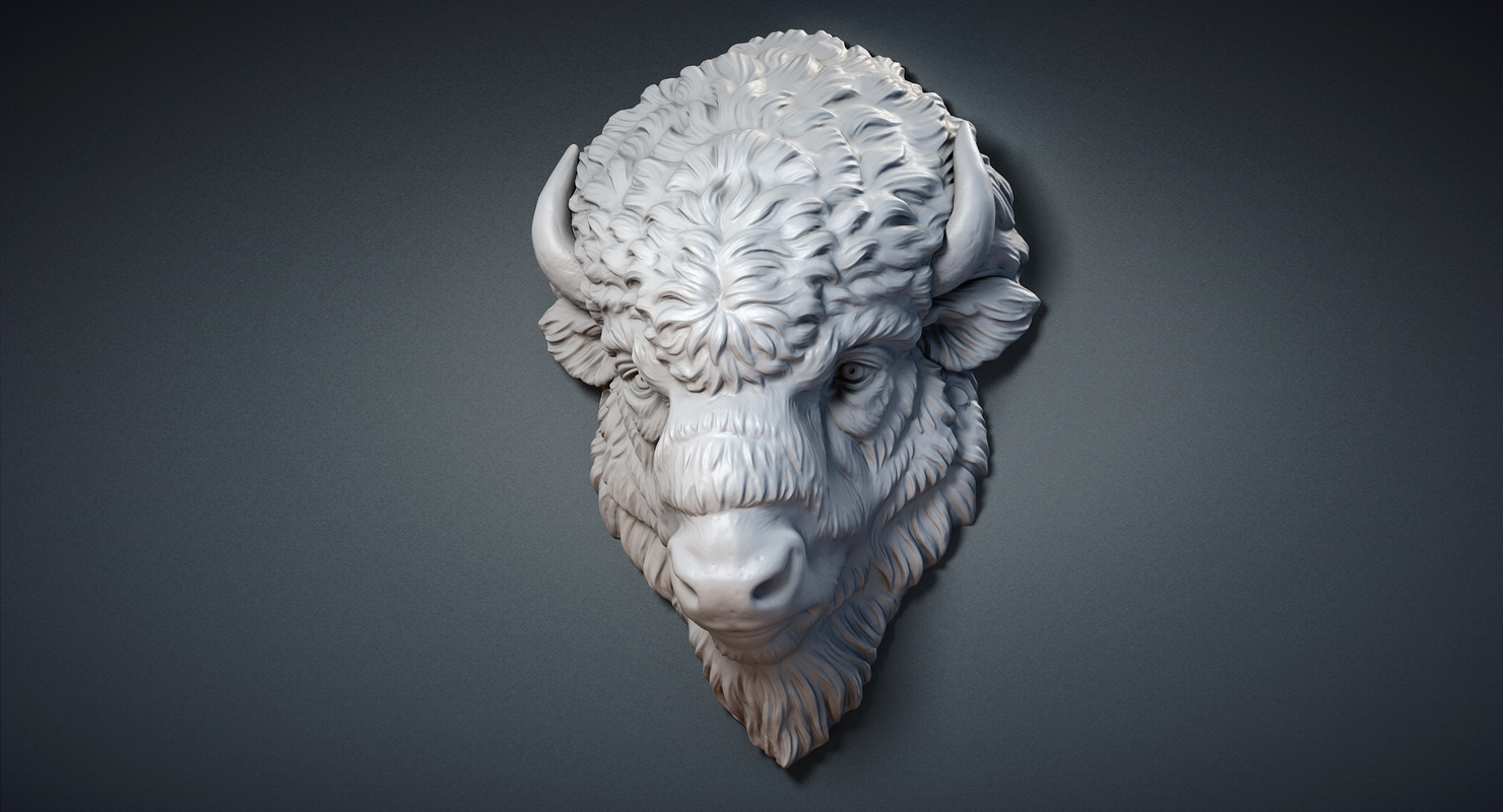 3d model american bison buffalo head