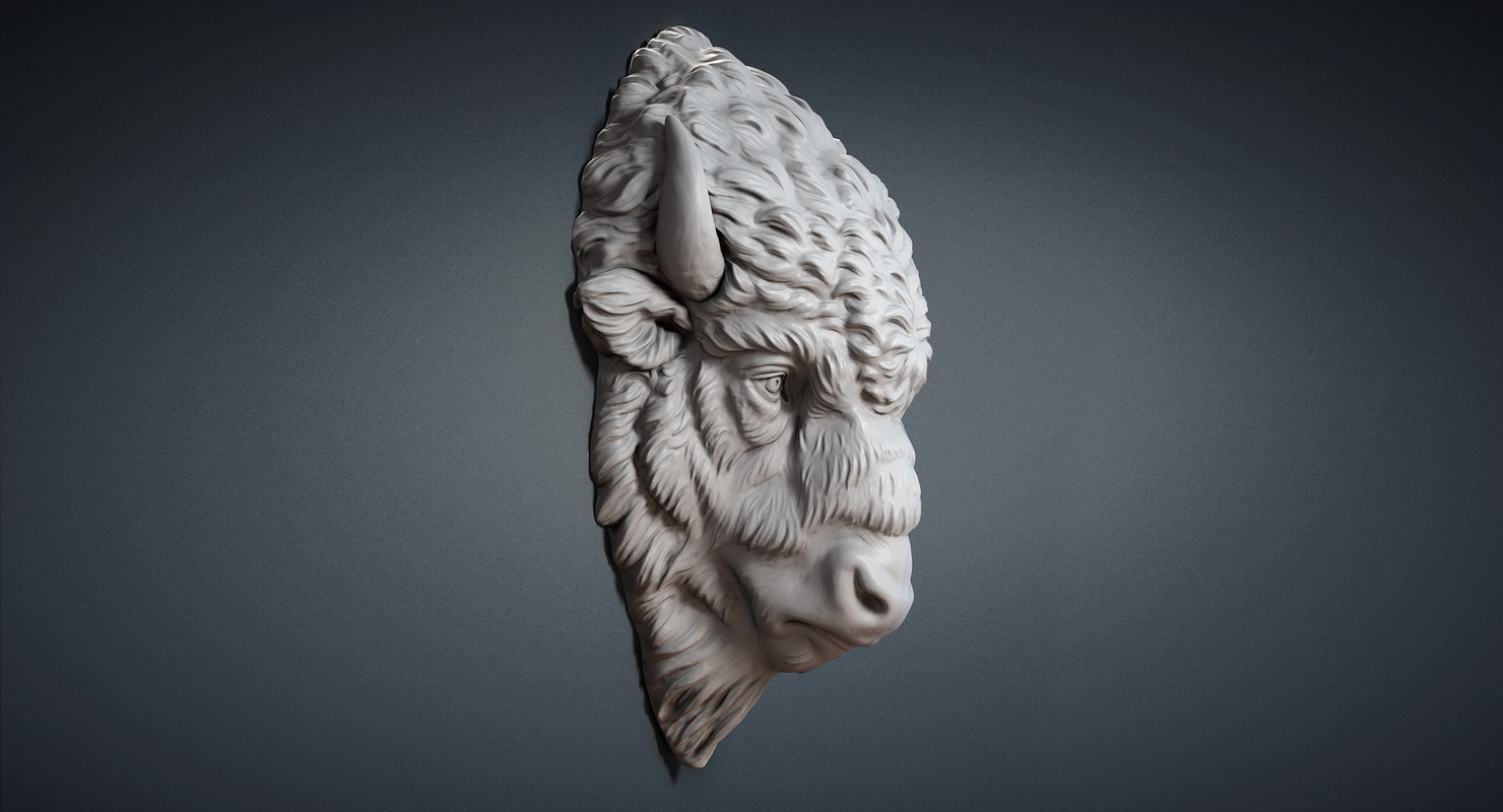 3d model american bison buffalo head