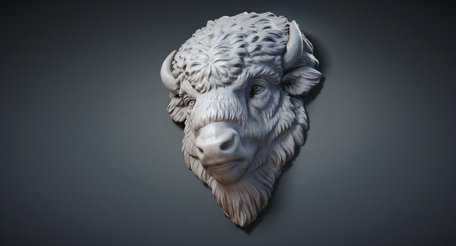 3d model american bison buffalo head