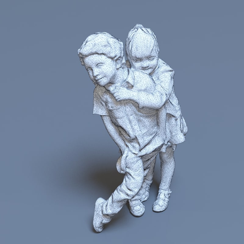 3d baby hugs people human model