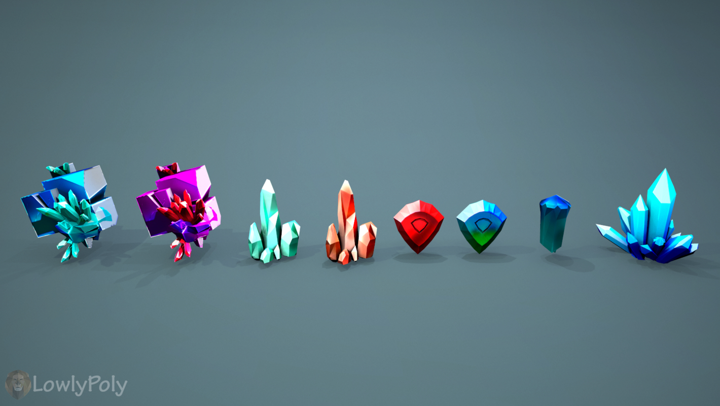stylized crystal pack 3d model