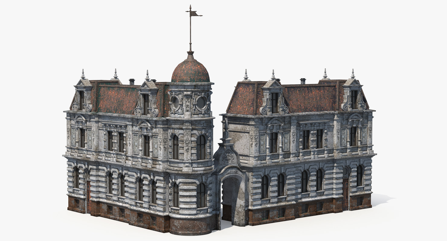 3d model old european house