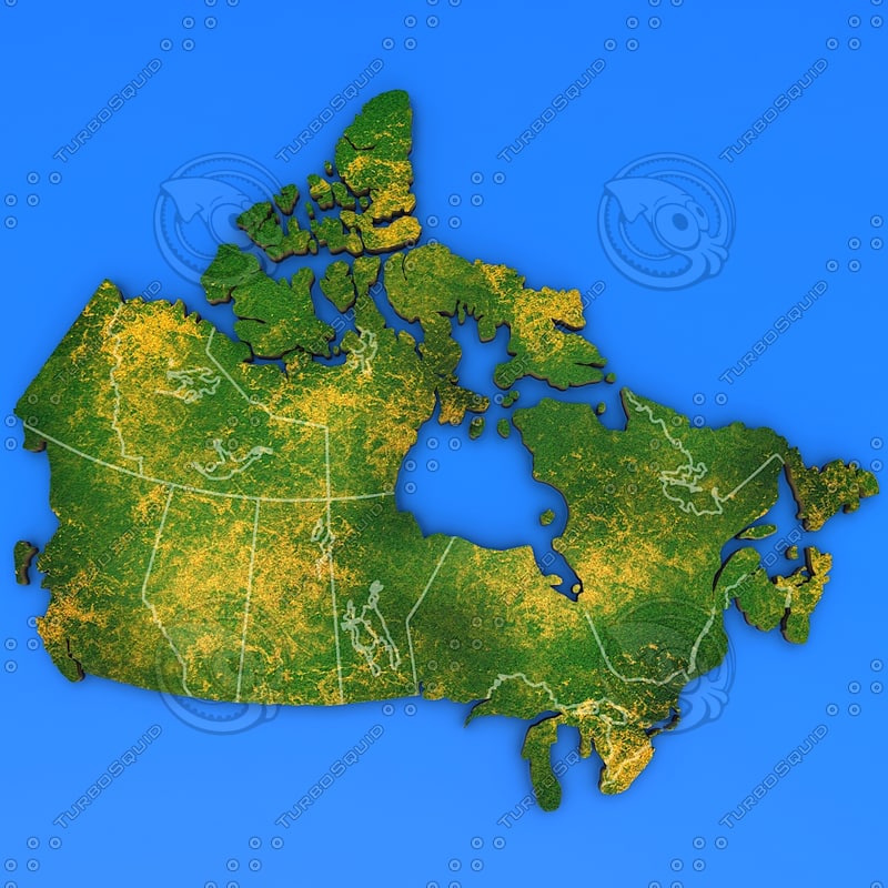 加拿大详细的国家地图3D模型 - TurboSquid 1104724