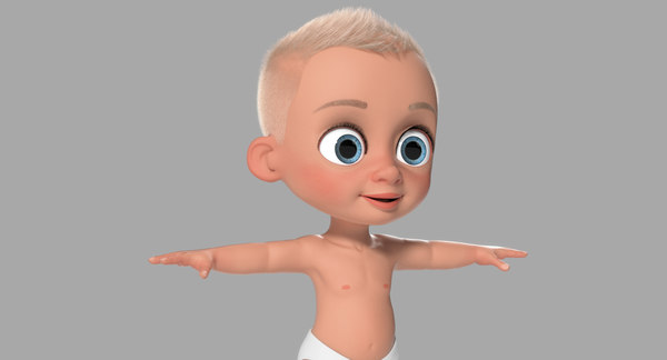 cartoon baby boy sheldon 3d ma
