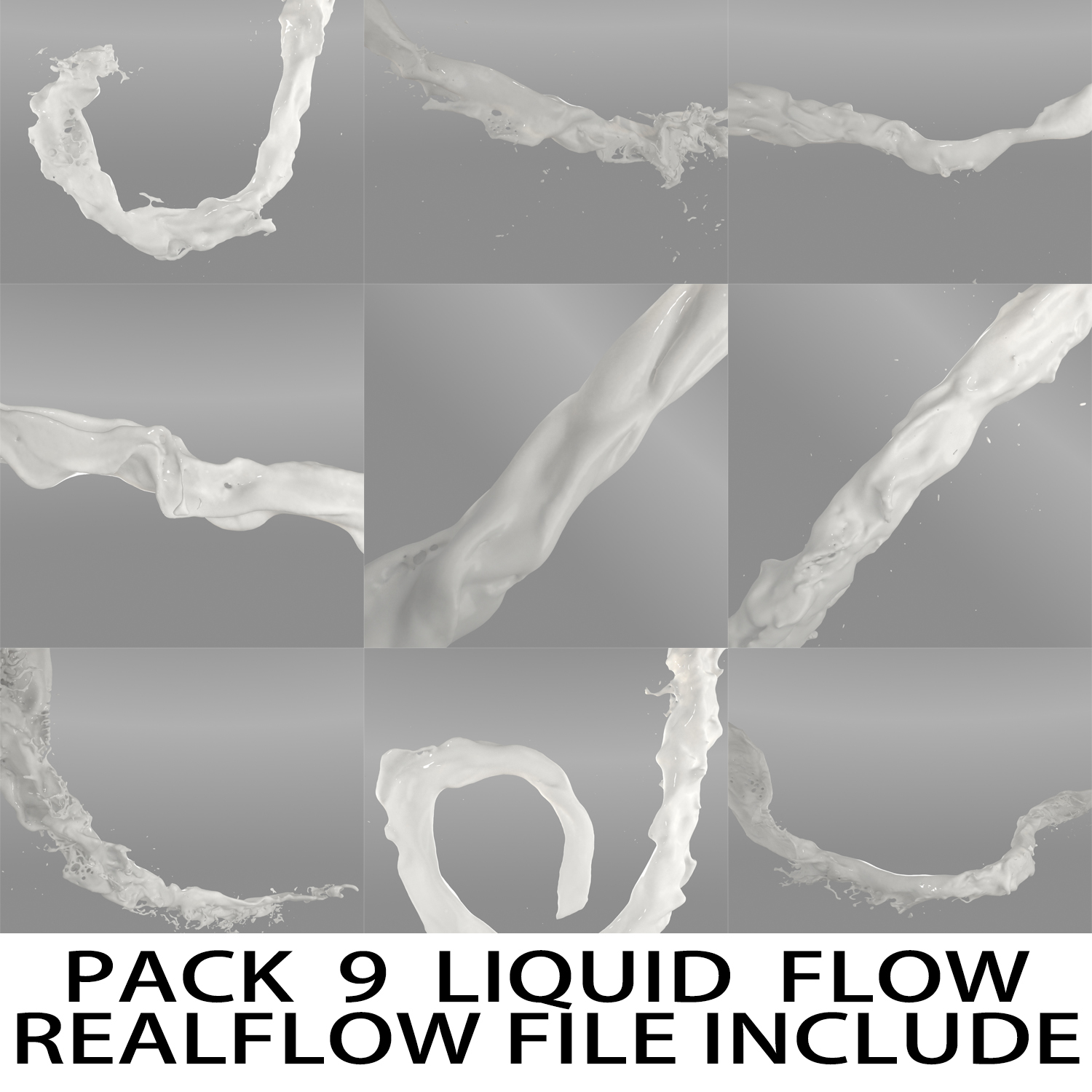 3d liquid flow pack realflow model
