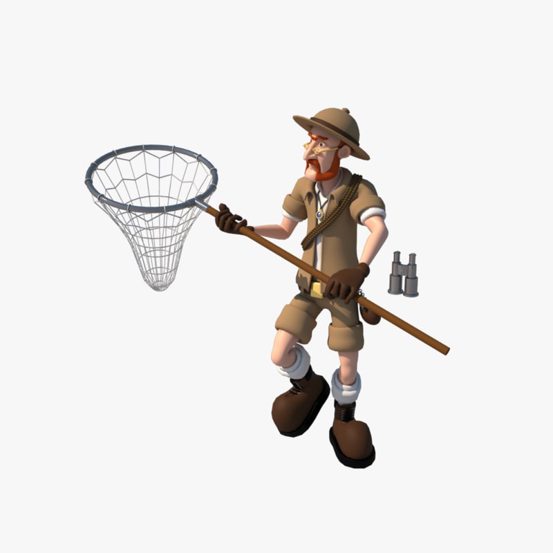 cartoon explorer character rigged 3d model