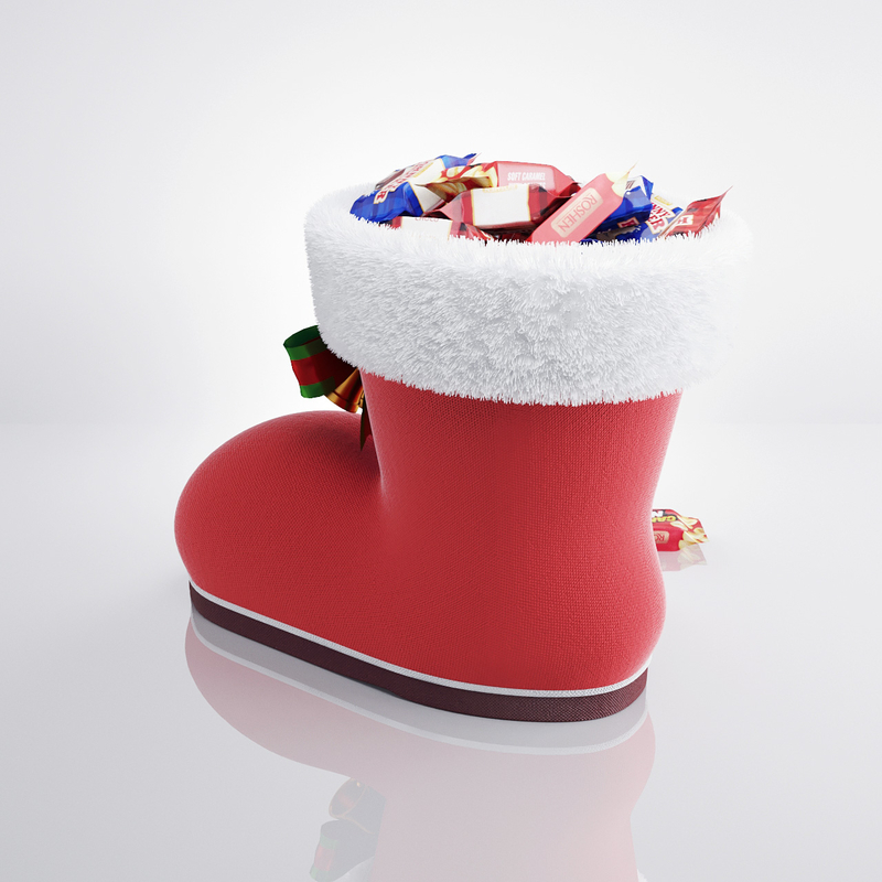 3d christmas boot candies model