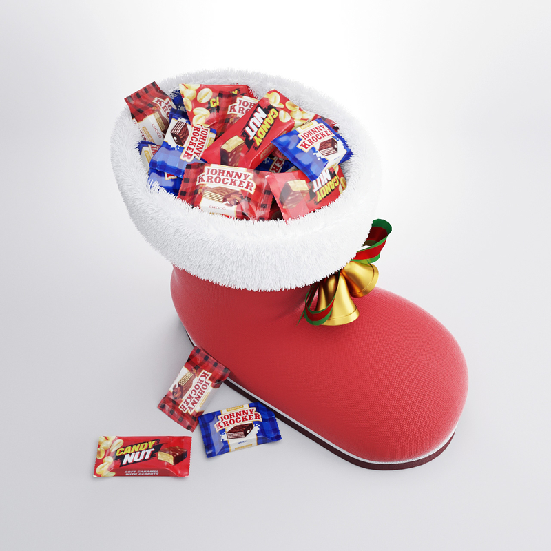 3d christmas boot candies model
