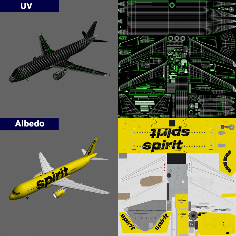 3d airbus a320 spirit airlines
