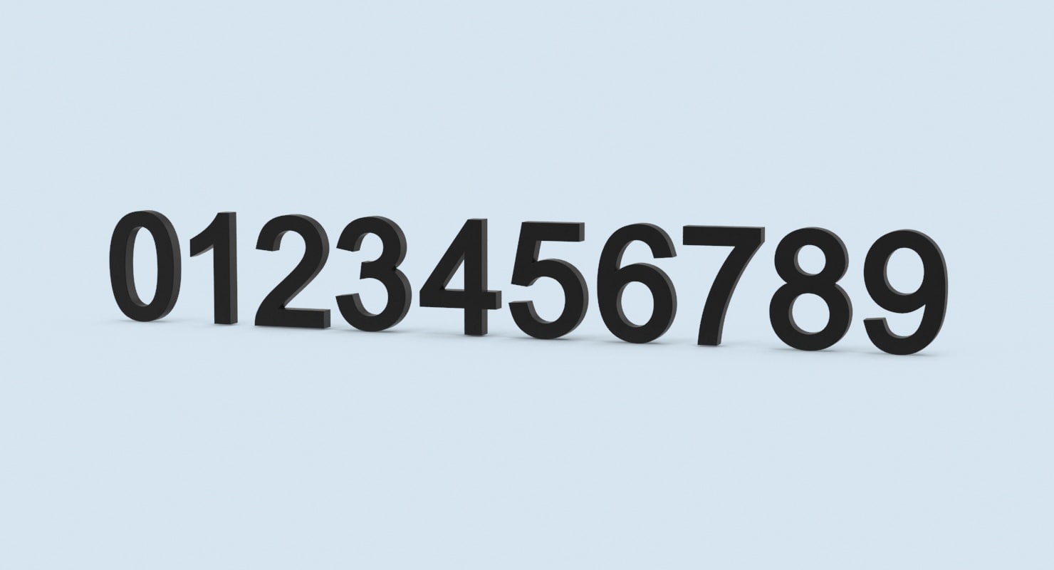 arial numbers 3d model