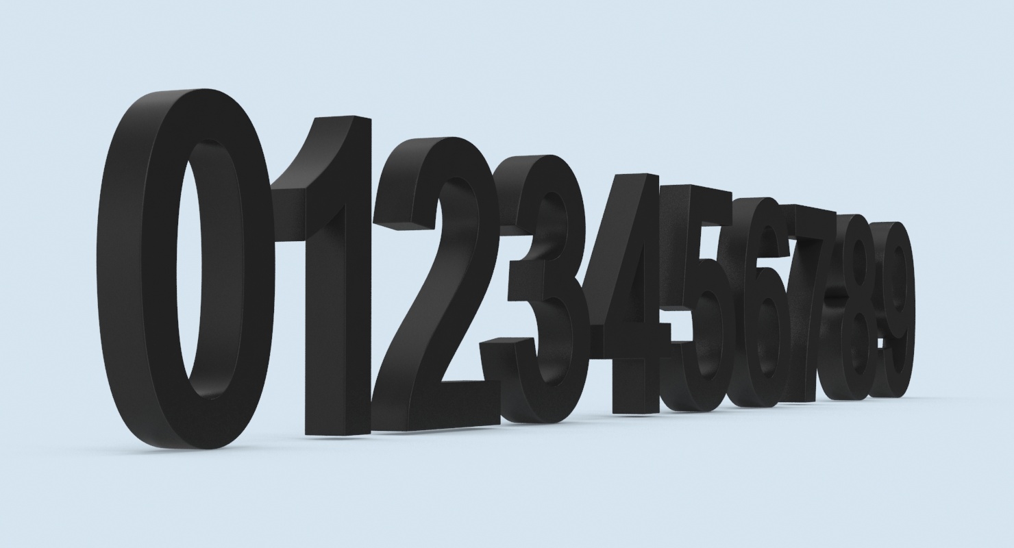 arial numbers 3d model