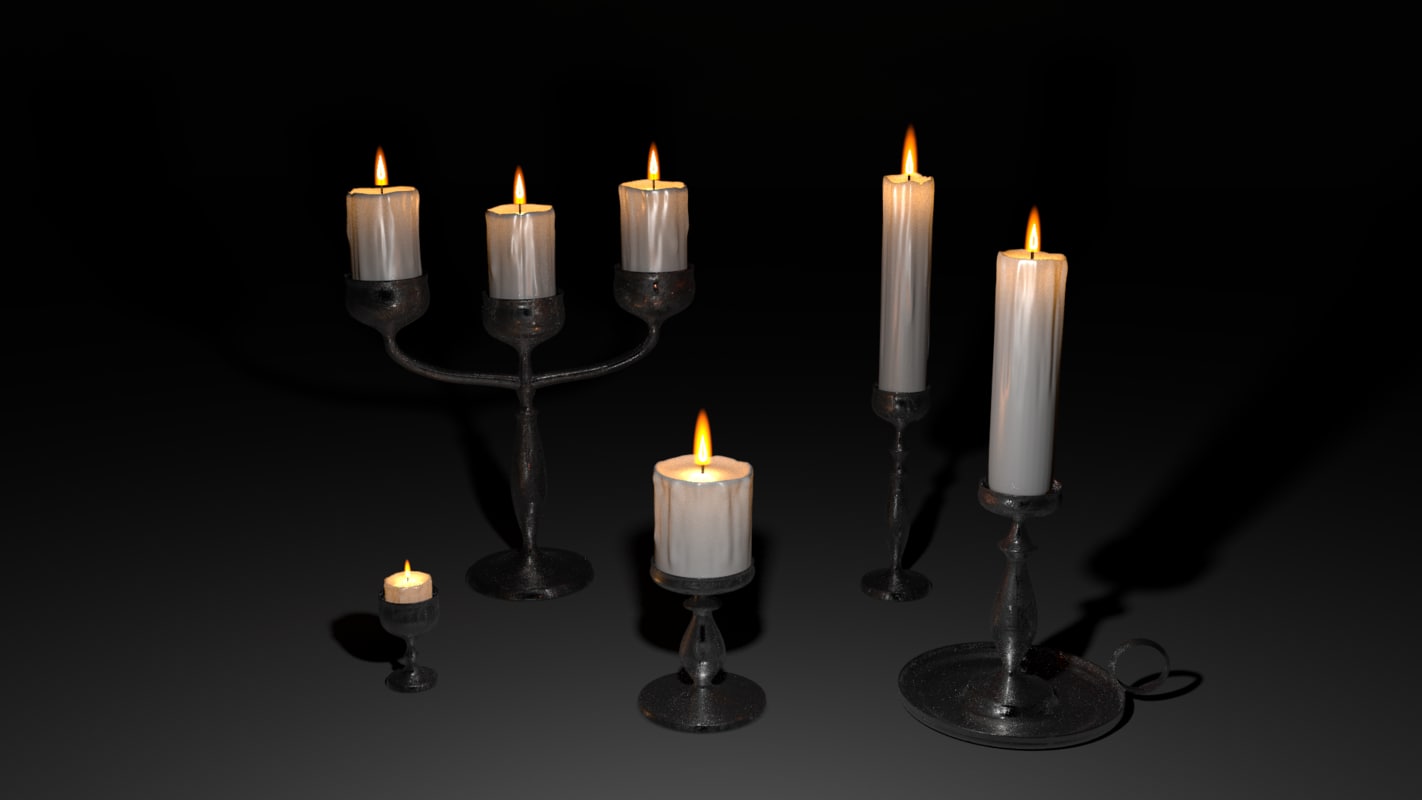 3d model of set candles