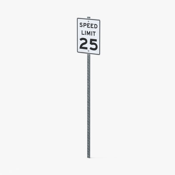 3d model speed limit sign 25