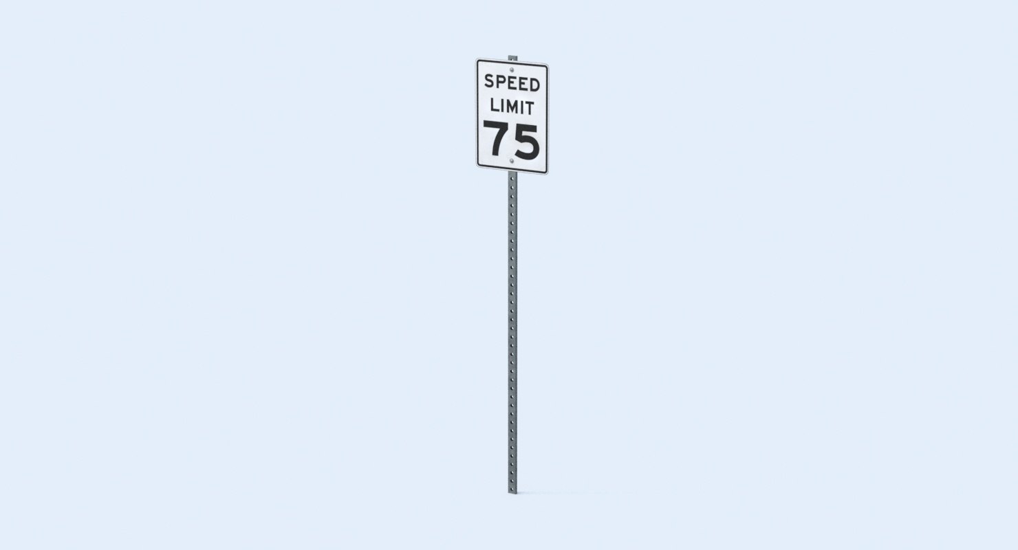 speed limit sign 75 3d max
