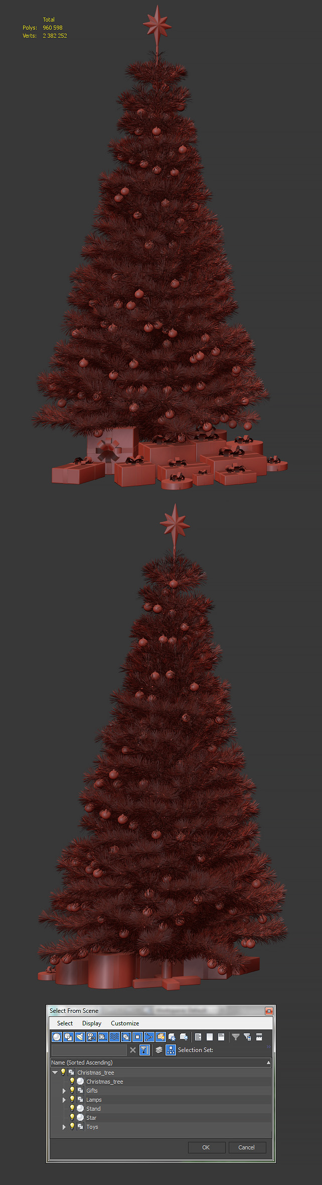 christmas tree gifts 3d model