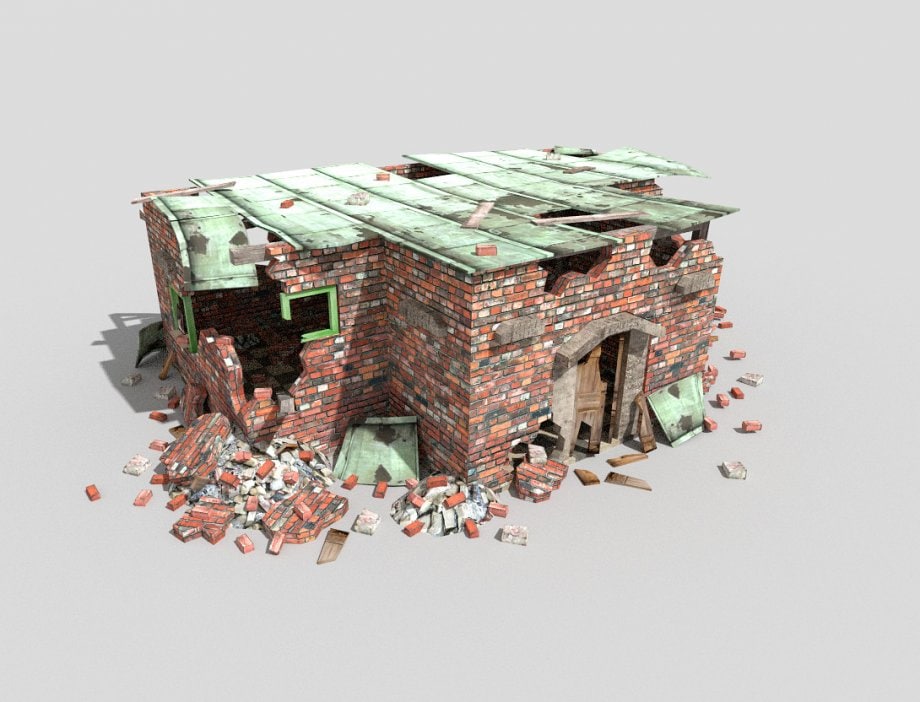 destroyed building 3d model