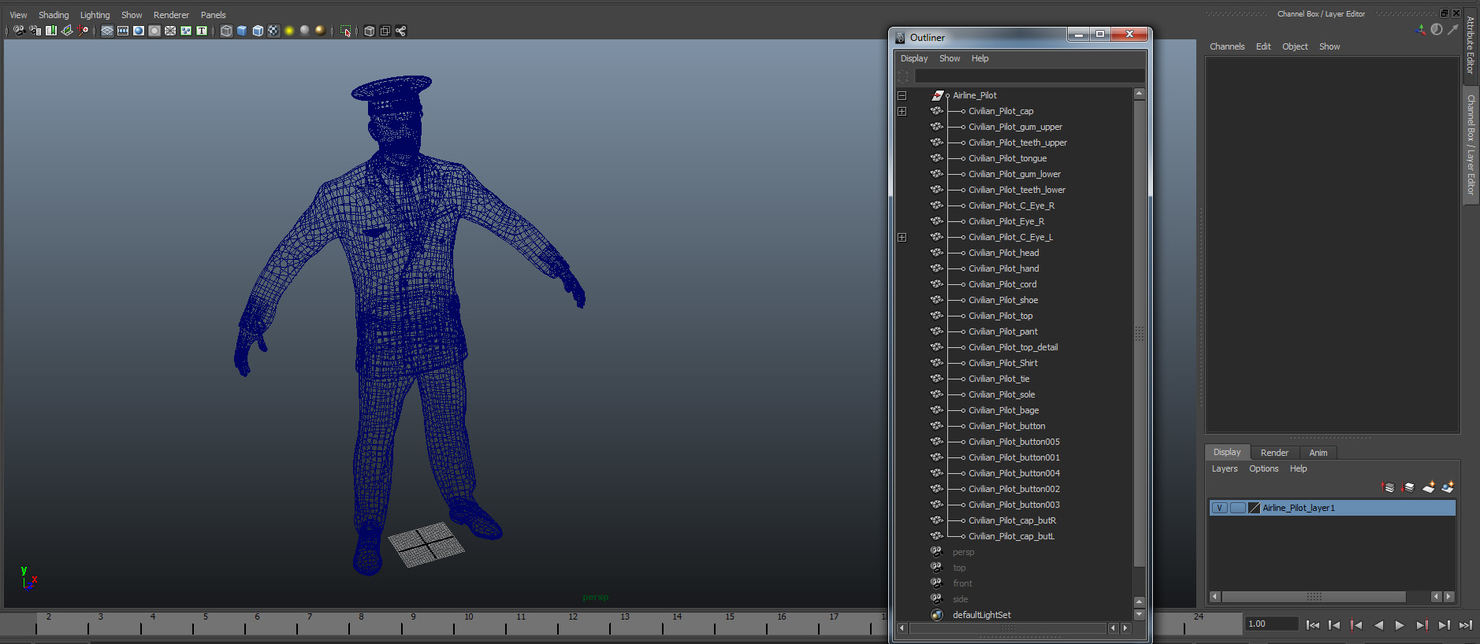 airline pilot 3d model