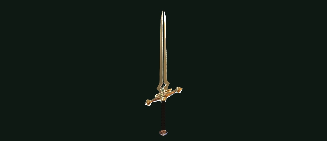 3d model golden sword cut