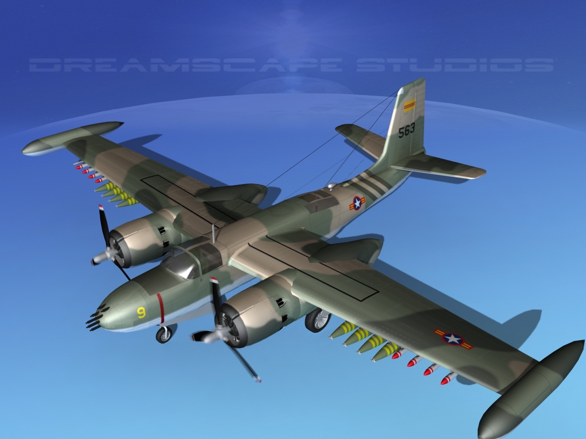 3d douglas a-26k a-26 bomber model