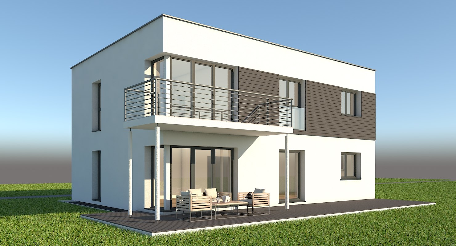modern single family home 3d max