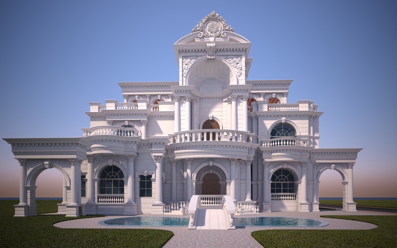 classic villa mansion obj