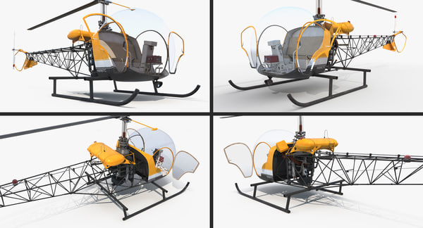 light helicopter bell 47 3d model