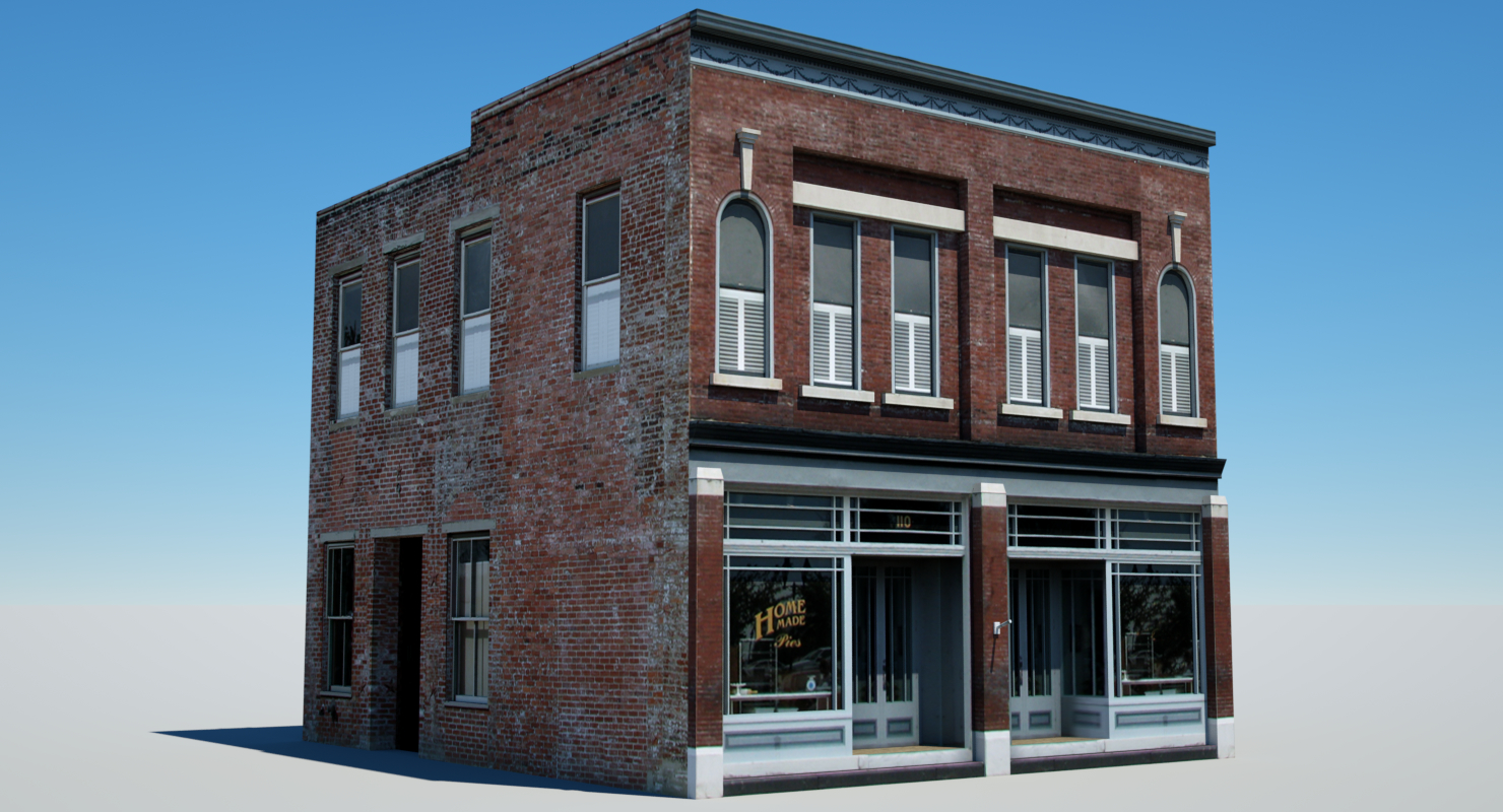 3d model of old style residential building